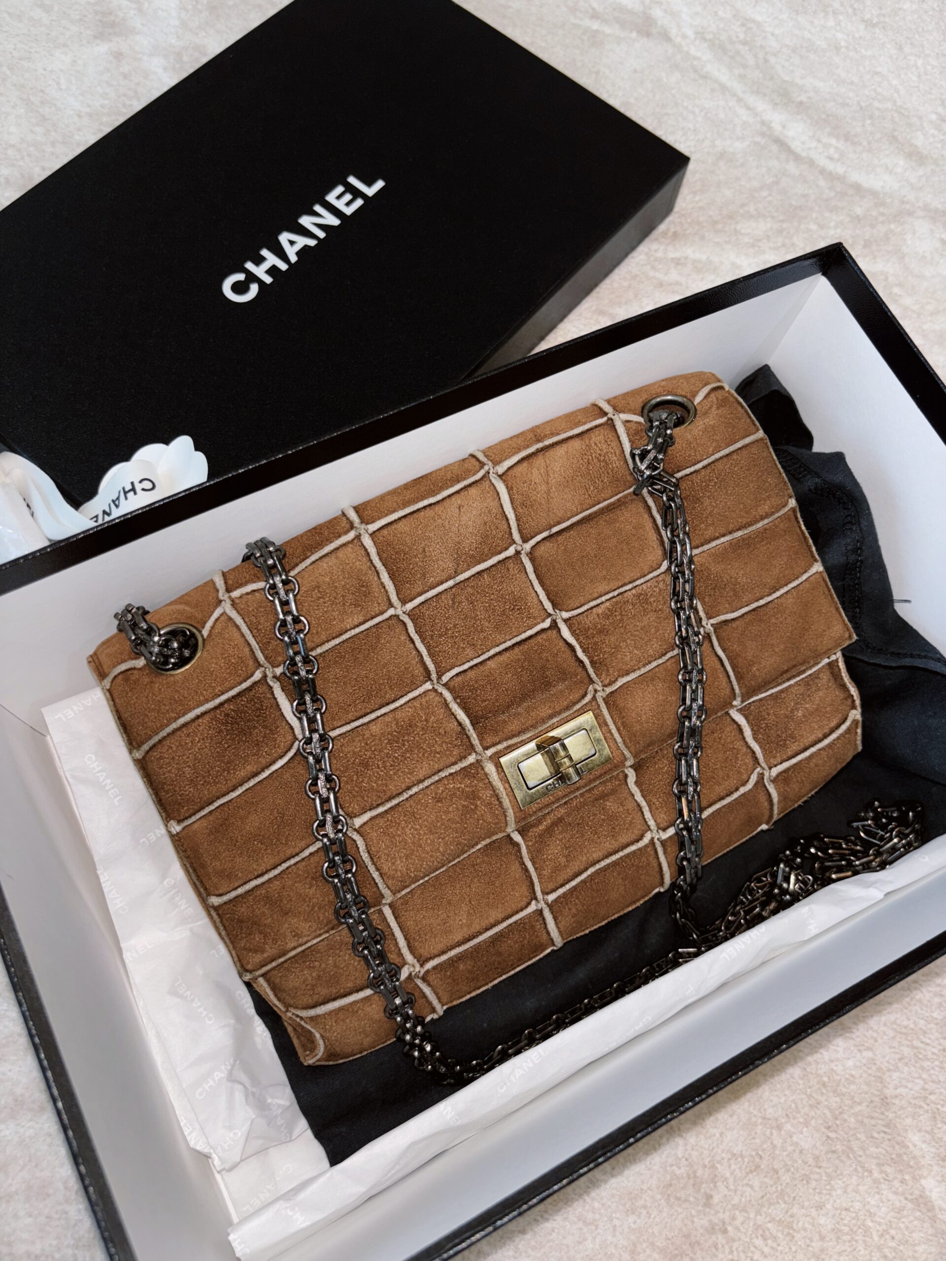 Chanel Brown Reissue 225 Patchwork Flap Bag - BeHype Vintage