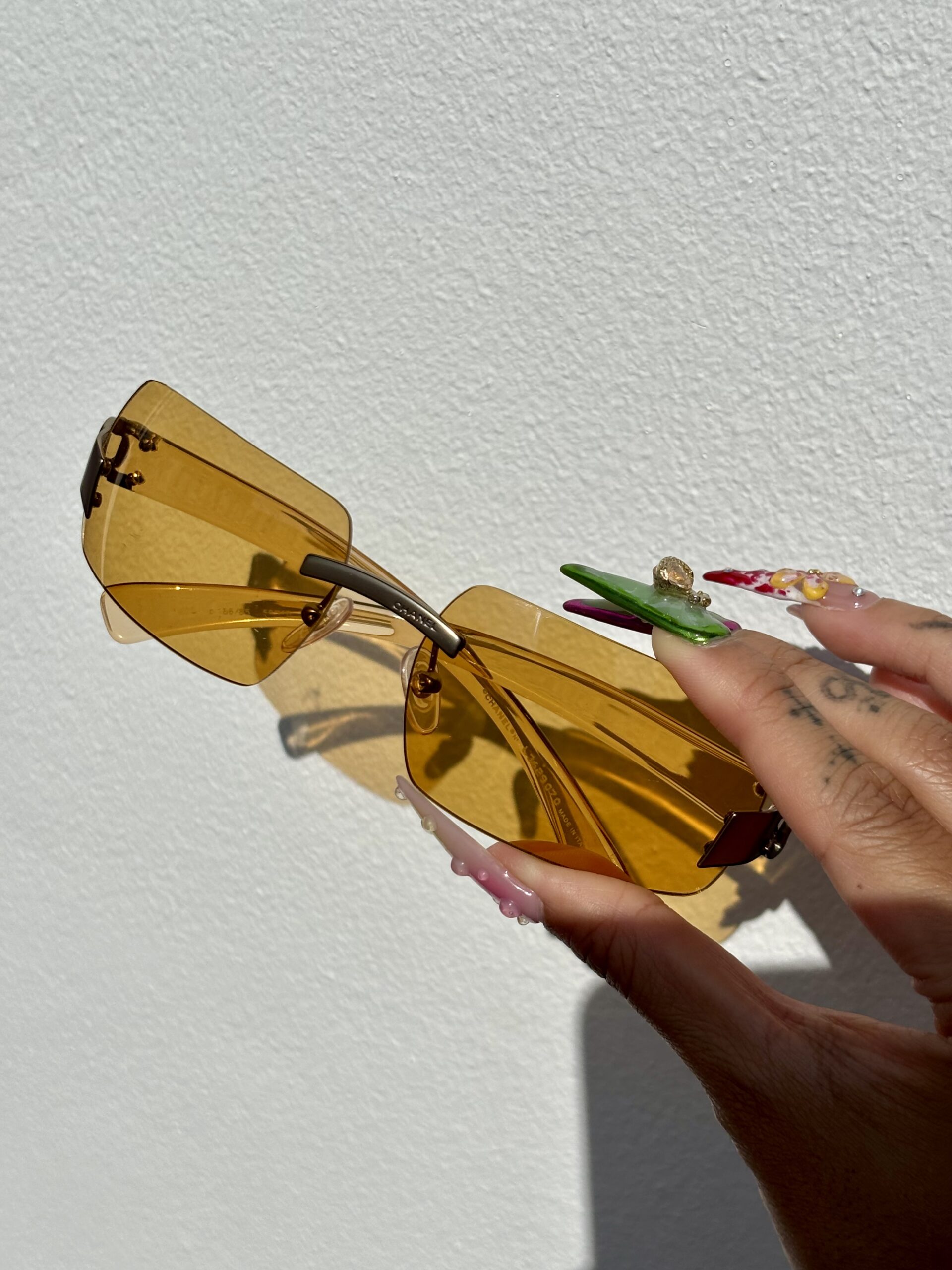 Chanel Rimless Yellow Sunglasses - BeHype Vintage